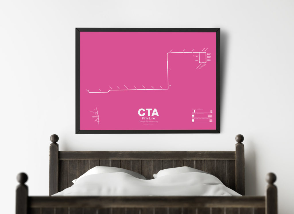 CTA Pink Line El Poster – vanmaps